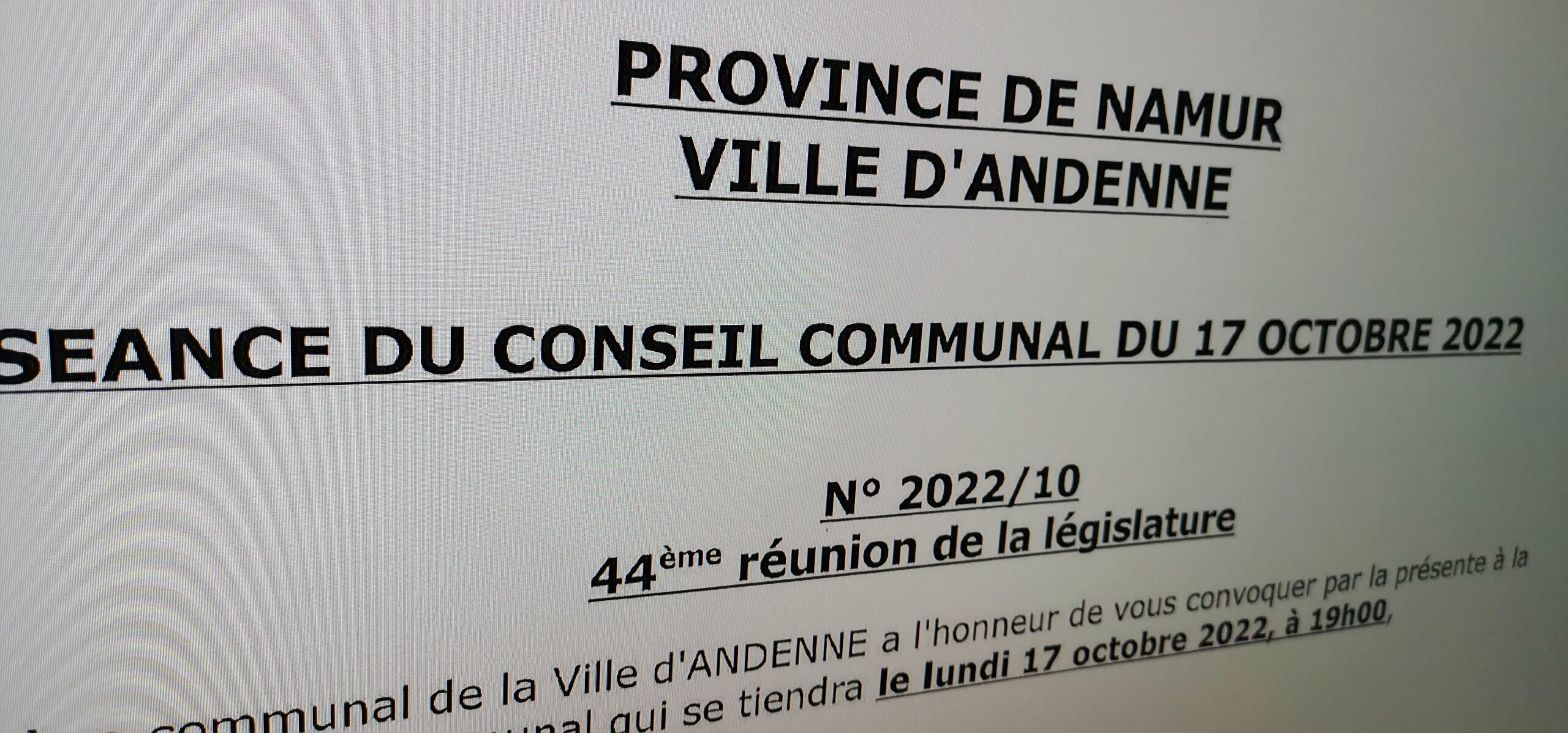 📺 Conseil communal du 17 octobre 2022 - AD&N − Andennais Dynamiques & Novateurs